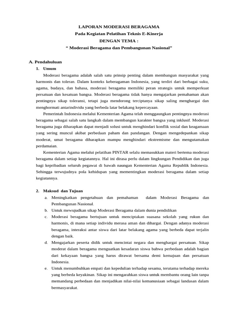 9 Nilai Moderasi Beragama di Indonesia | PDF