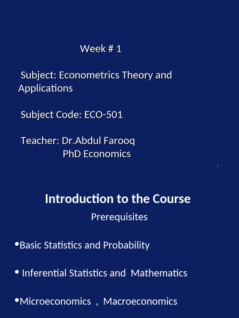 ETA W1 | PDF | Econometrics | Statistics