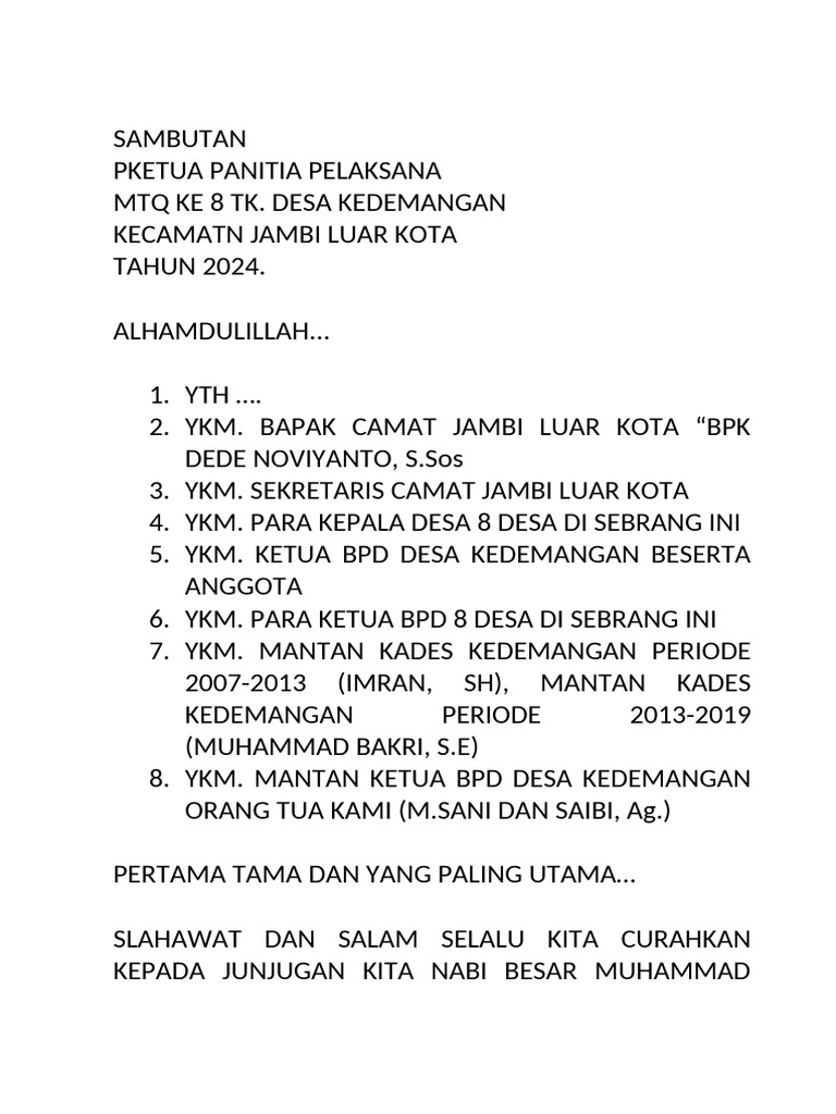 LAPORAN KETUA PANITIA MTQ - Copy - Copy | PDF