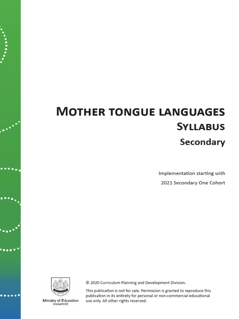 2021 Secondary MTL Syllabus | PDF | Educational Assessment | Curriculum