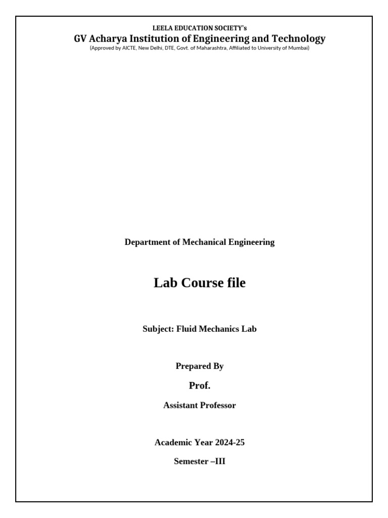 Gvaiet FM Lab Course File Format 2024 | PDF