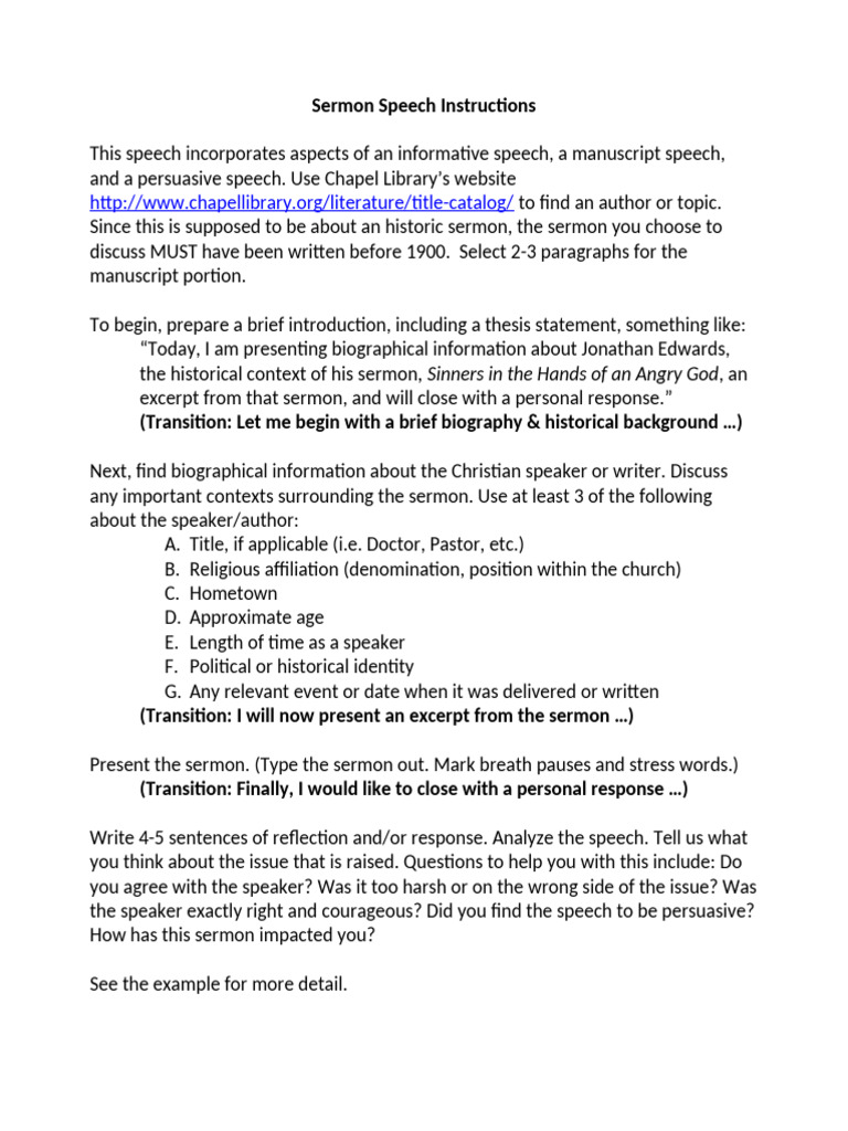 06 - Sermon Speech Instructions | PDF