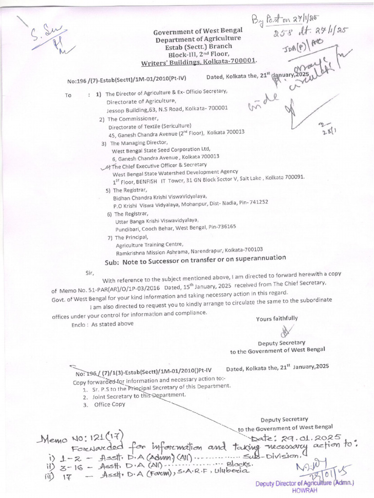 Note To Successor On Transfer or On Superannuation | PDF