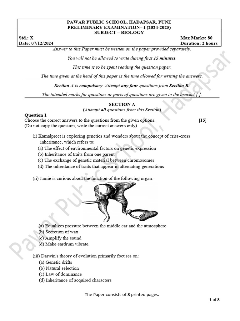 10 BIO PPSH Practice Paper | PDF | Meiosis | Heredity