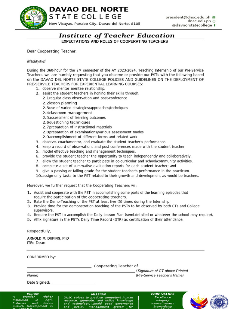 Roles of Cooperating Teachers in Internships | PDF | Teachers | Mentorship