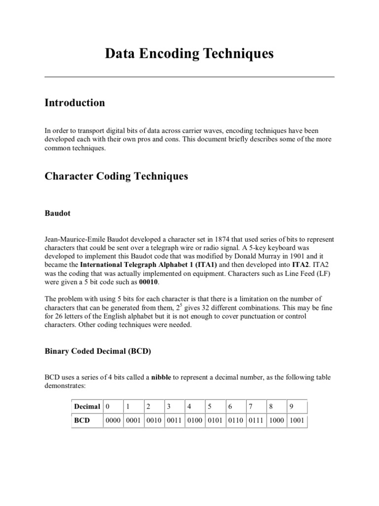 Data Encoding Techniques | Download Free PDF | Character Encoding | Ebcdic
