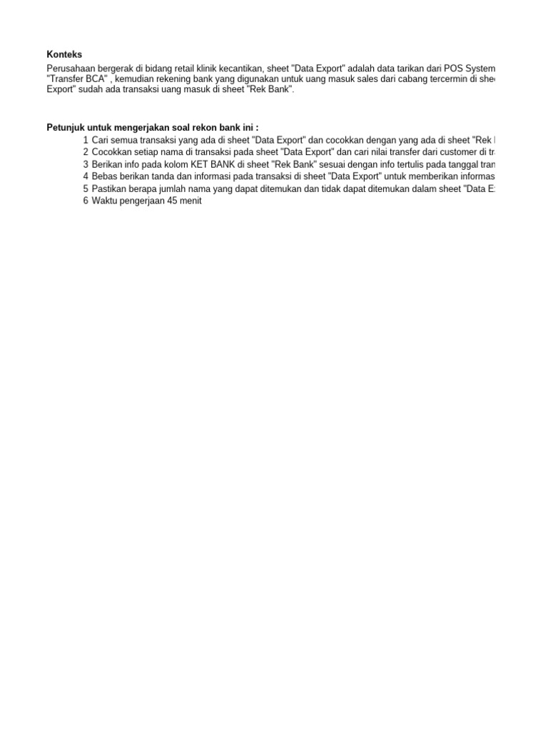 Rekon Bank Transaksi Klinik Kecantikan | PDF