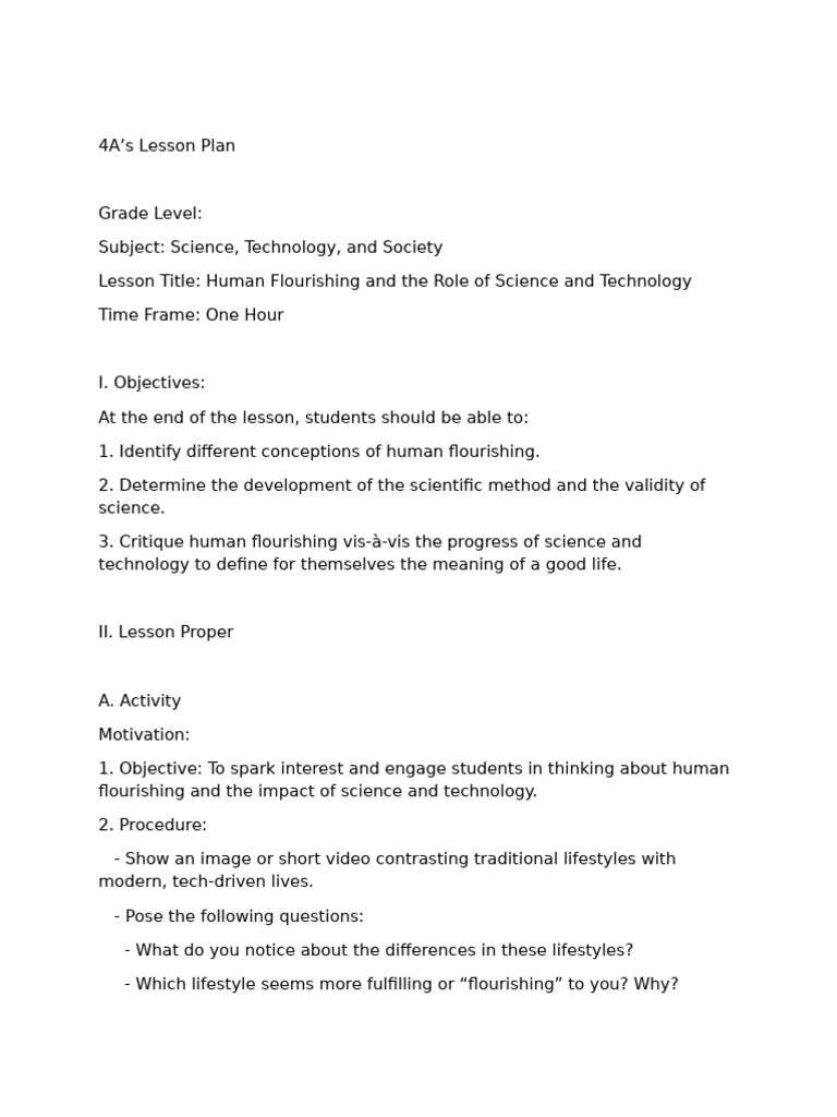 4A'S LESSON PLAN PART 2 (TRY) | PDF | Science | Cognition