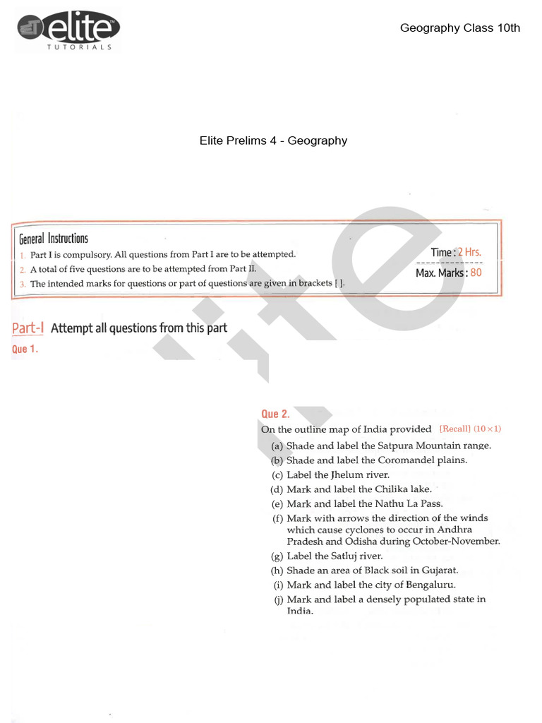 Elite Prelims 4 - Geography Questions | PDF