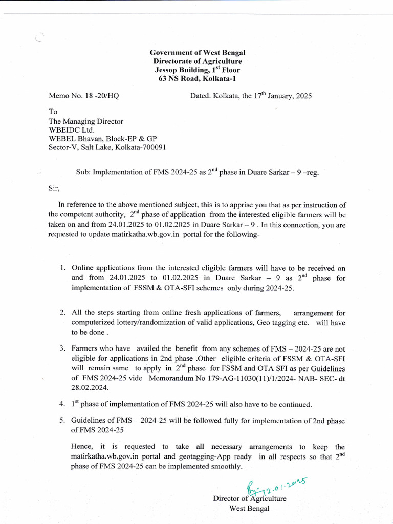Implementation of FMS 2024-25 As 2nd Phase in Duare Sarkar 9 | PDF