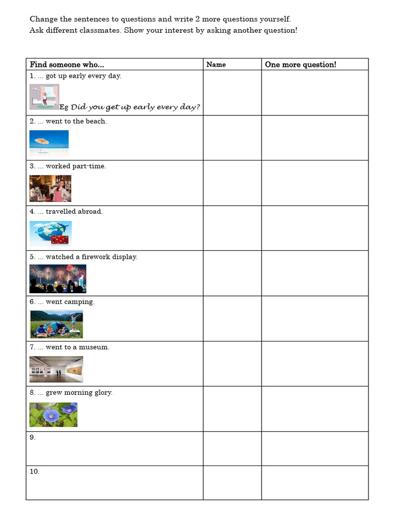 Summer Vacation Survey Fun Activities Games Icebreakers Warmers Coolers ...