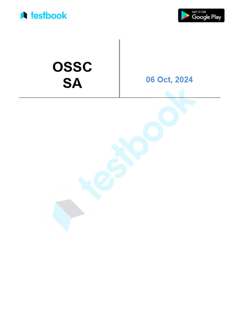 OSSC Statistical Assistant Official Paper (Held On - 06 Oct, 2024) | PDF