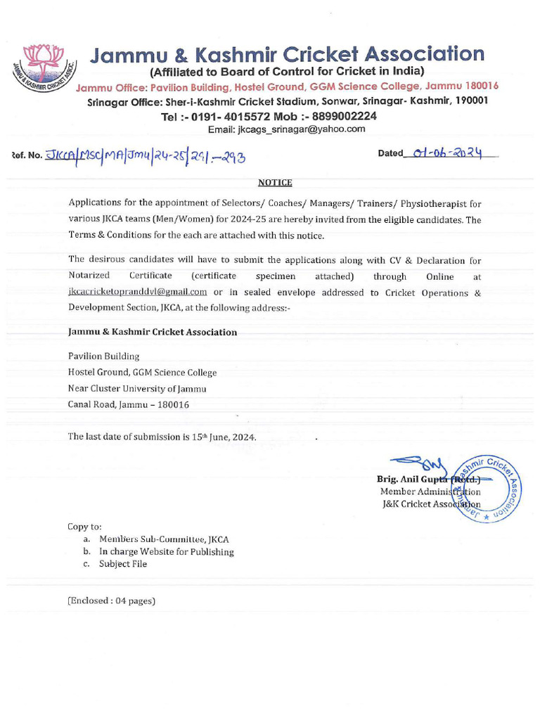 Notice - Invitation of Applications For Appointment 2024-25 | PDF