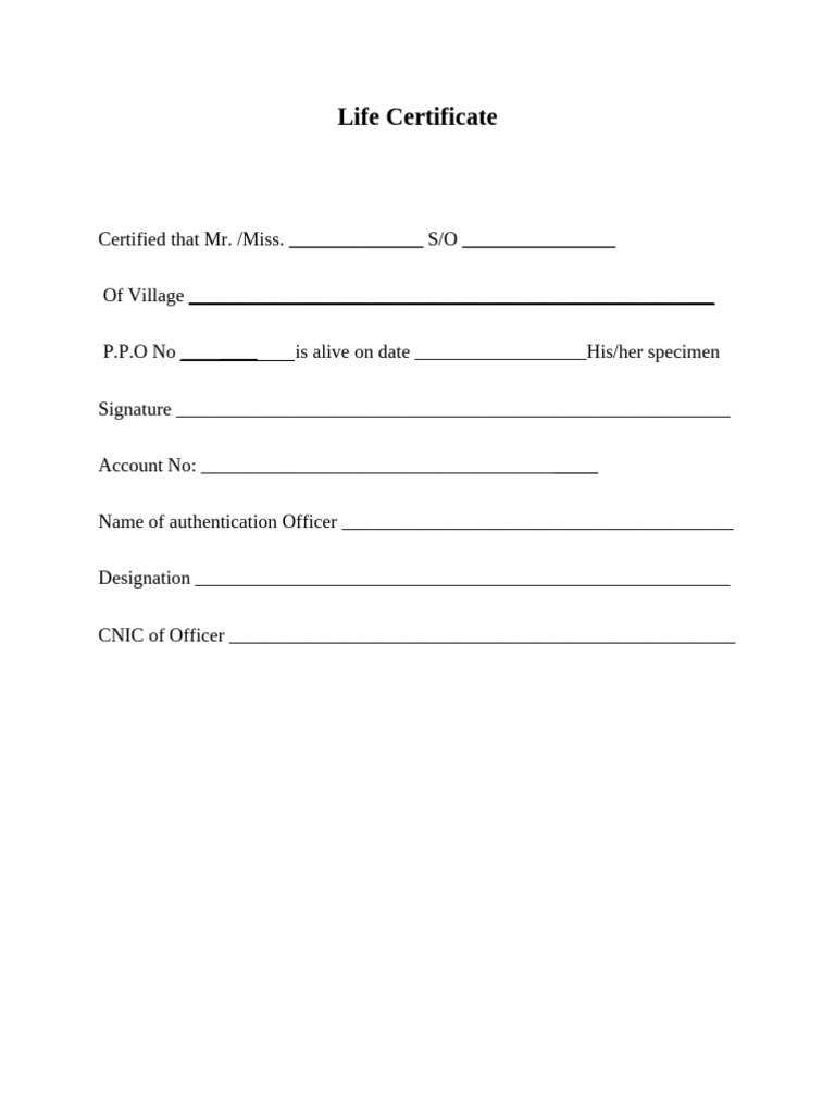 Life Certificate | PDF