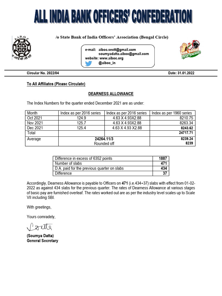 04 - 2022 - Aiboc - Revision in DA | PDF | Employment Compensation ...