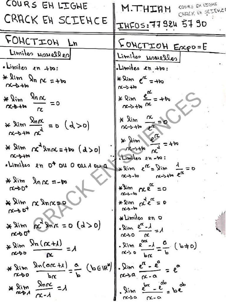 Limites Usuelles Ln- Expo | PDF