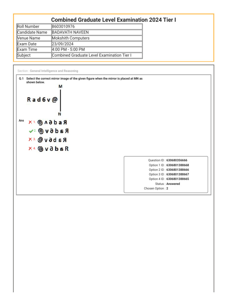 SSC CGL 2024 Response Sheet Analysis | PDF
