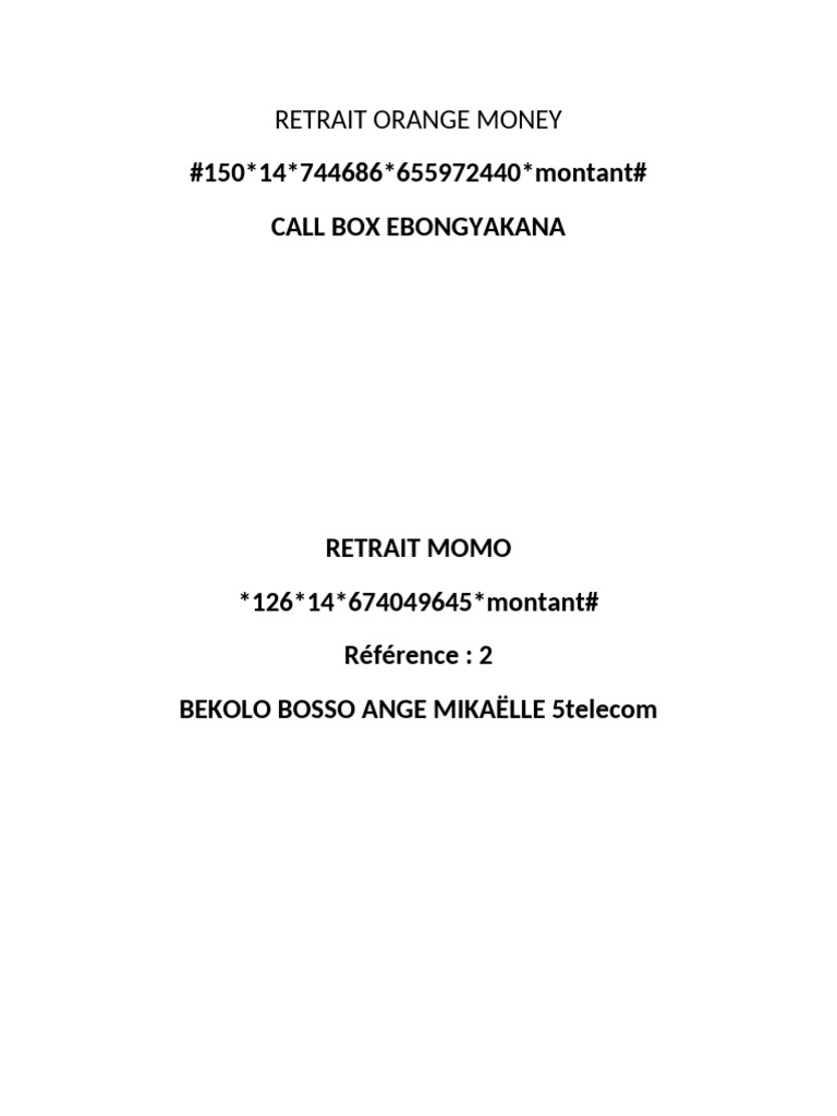 Transactions de Orange Money Ange | PDF