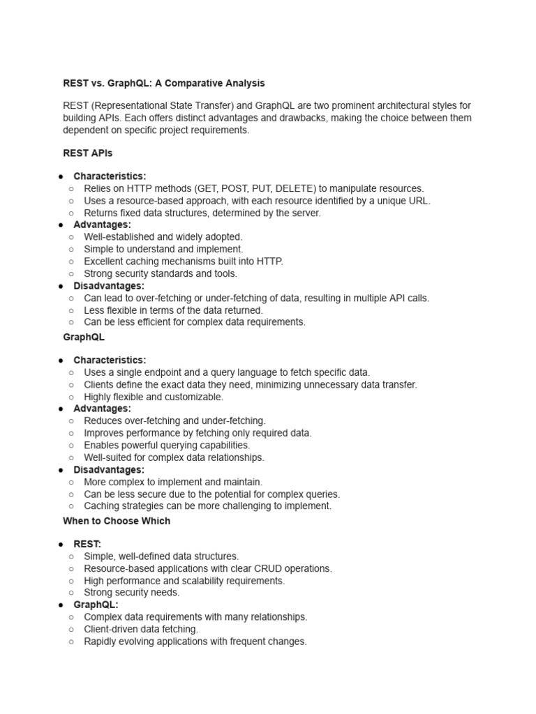 Evaluate The Use of REST APIs Vs GraphQL in Web... | PDF | Cache (Computing) | Information Science