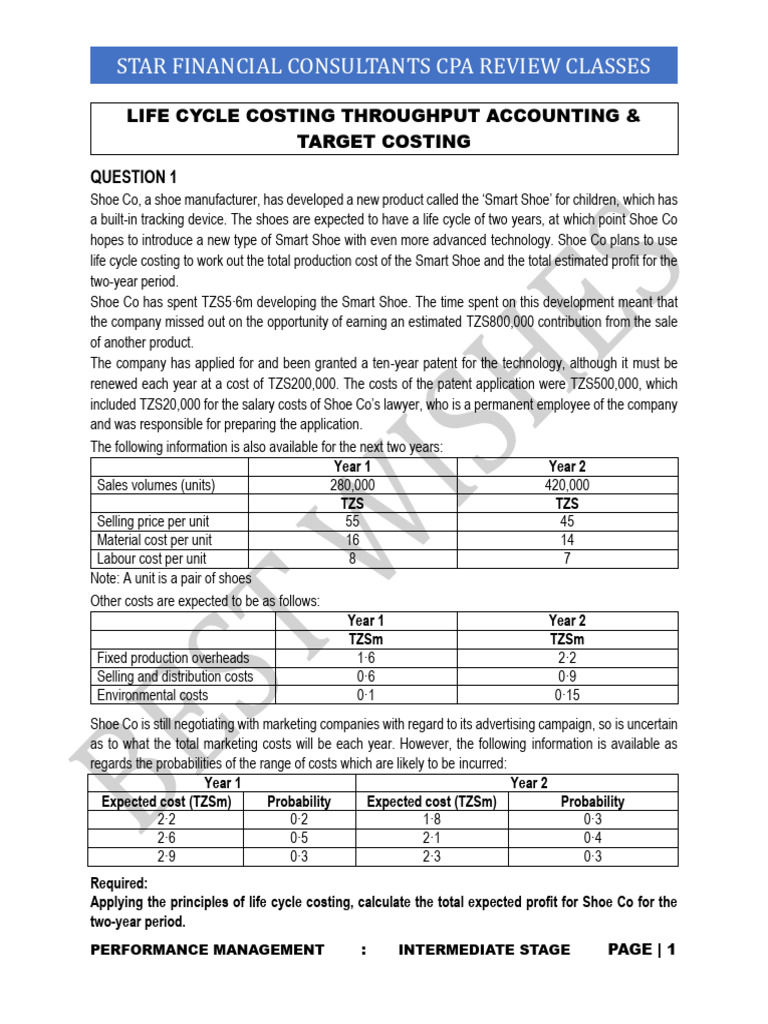 LIFE CYCLE COSTING THROUGHPUT ACCOUNTING | PDF | Cost | Profit (Economics)