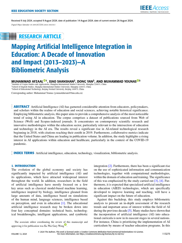 Mapping Artificial Intelligence Integration in Education A Decade of Innovation and Impact ...