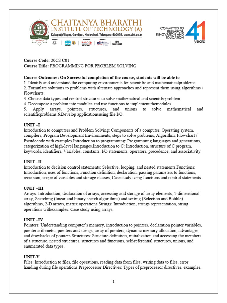 PPS-course Notes | PDF | Programming | Computer Program