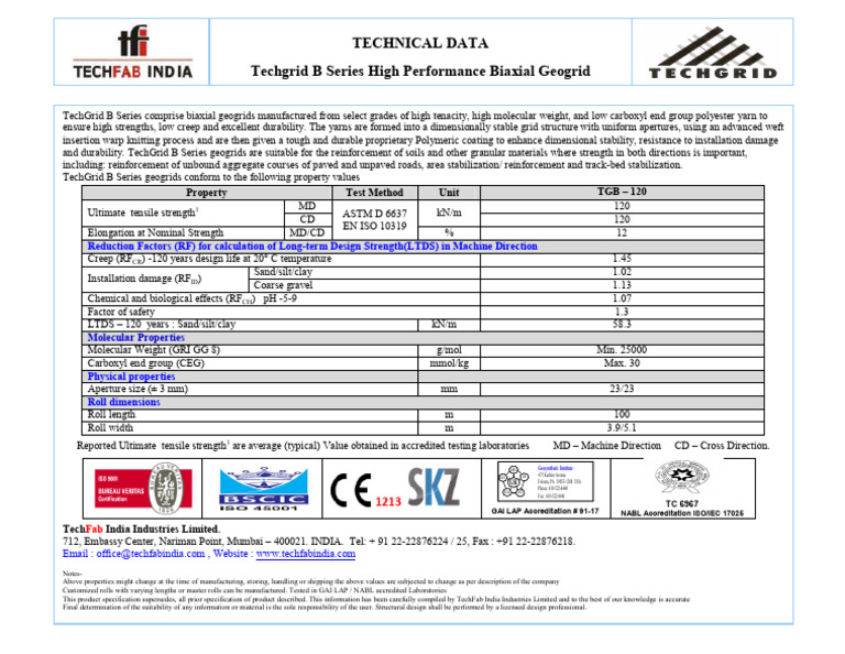 Technical Datasheet TGB - 120-14.09.2023 | PDF | Materials