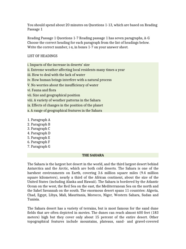 Reading-The Sahara Desert-The Bermunda Triangle | PDF | Sahara | Desert