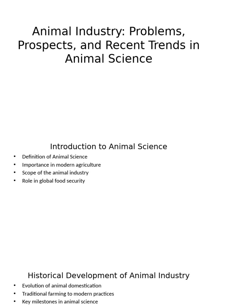 Animal Industry Problems Prospects and Recent Trends in Animal Science ...