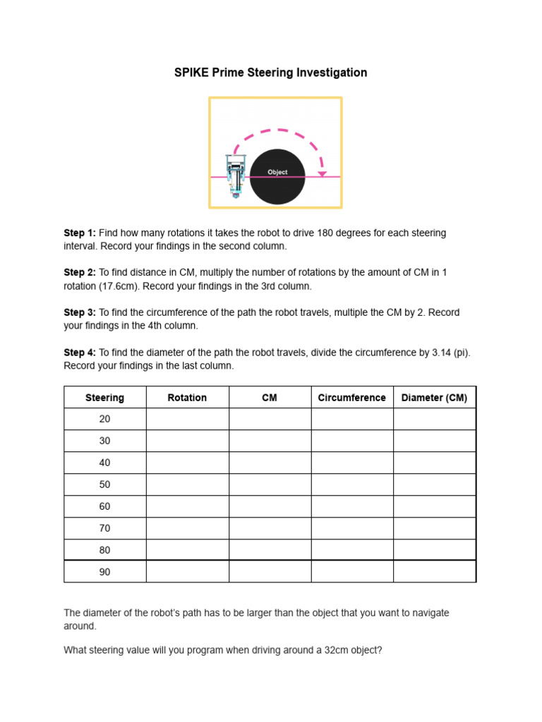 SPIKE Prime Steering Investigation | PDF