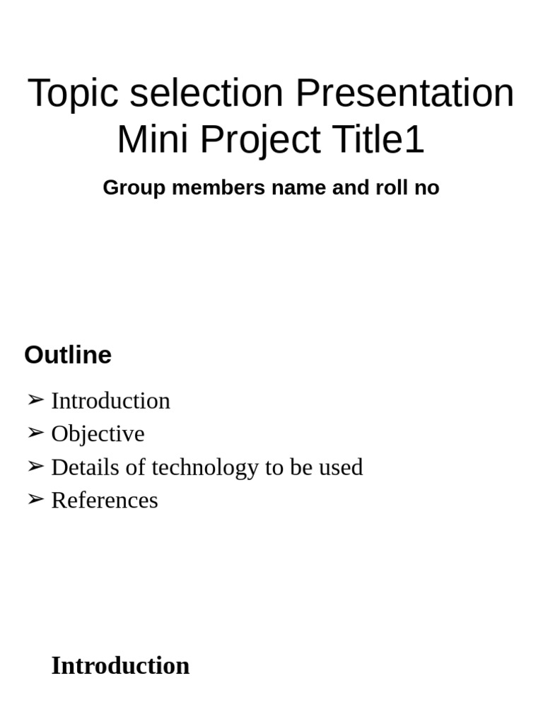 Topic Selection Presentation Format | PDF