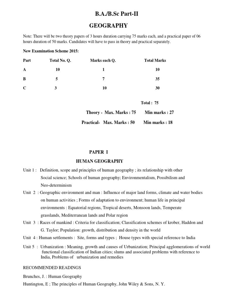 BA 2nd Semester Geography Syllabus | PDF | Tropics | Earth Sciences