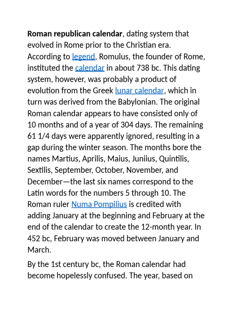 Roman republican calendar | PDF