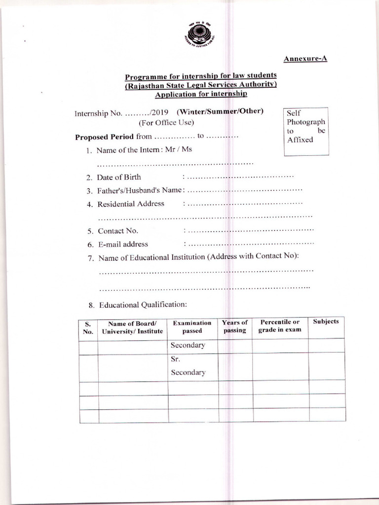 Applicationform Internship | PDF