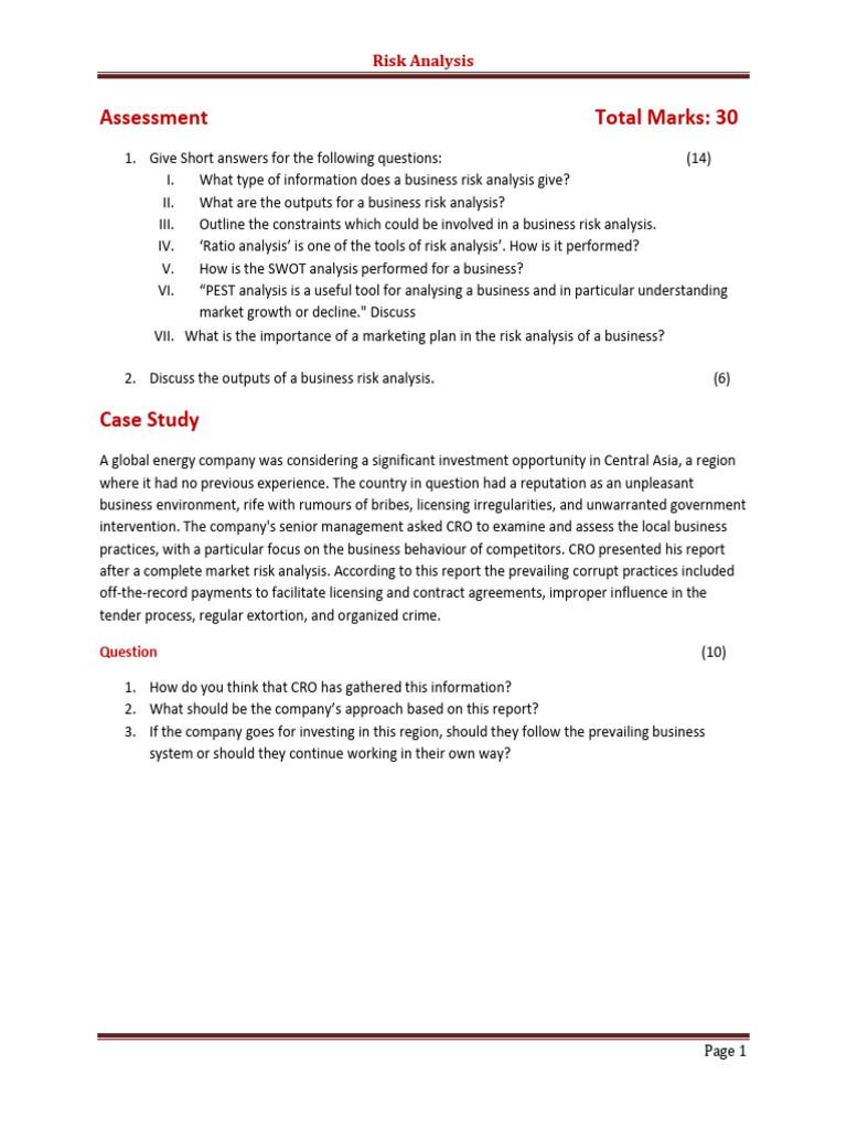 Risk Analysis | PDF
