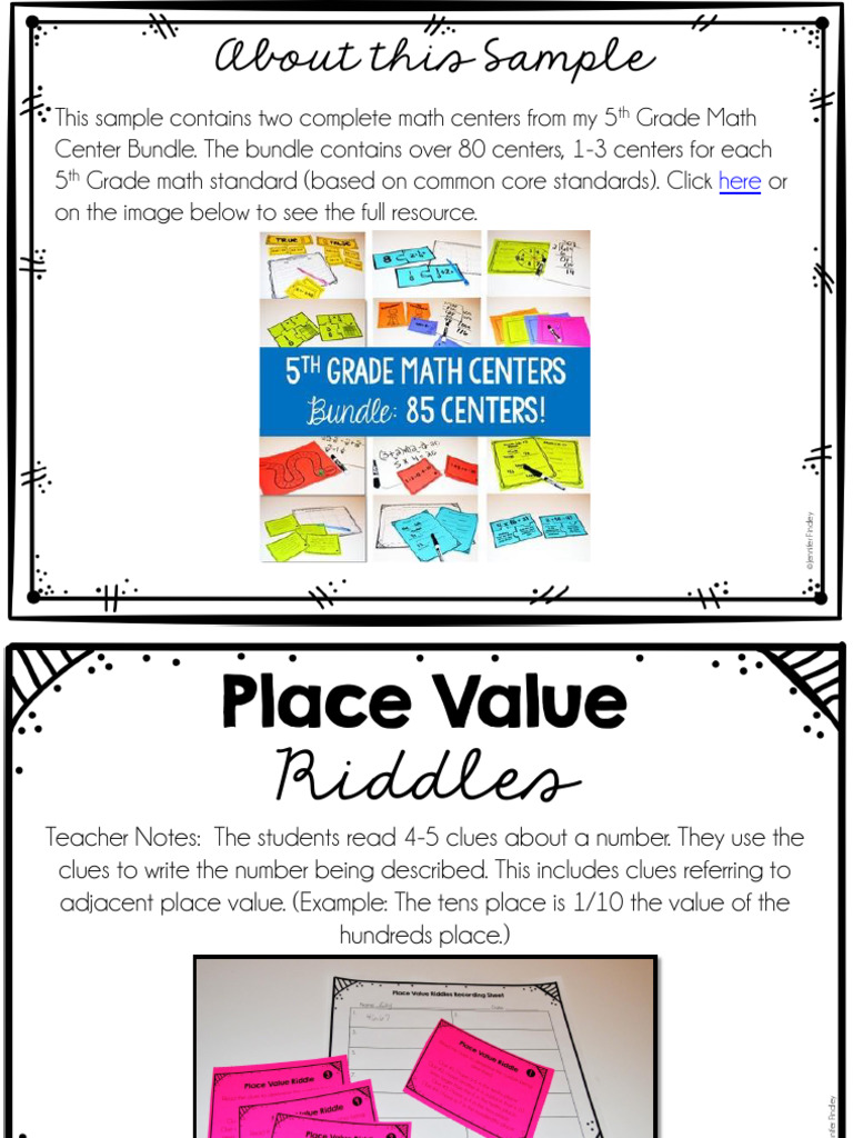 5th Grade Math Centers All Standards | PDF | Mathematics | Arithmetic