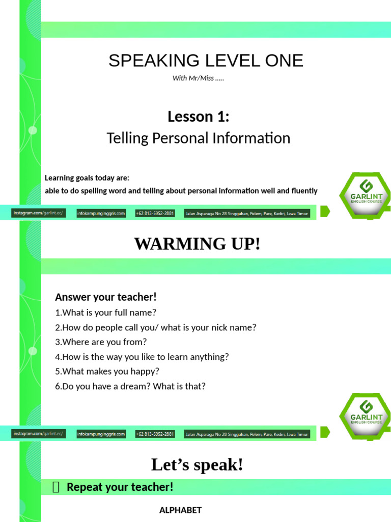 Lesson 1 Knowing Each other | PDF | Linguistics | Linguistic Morphology