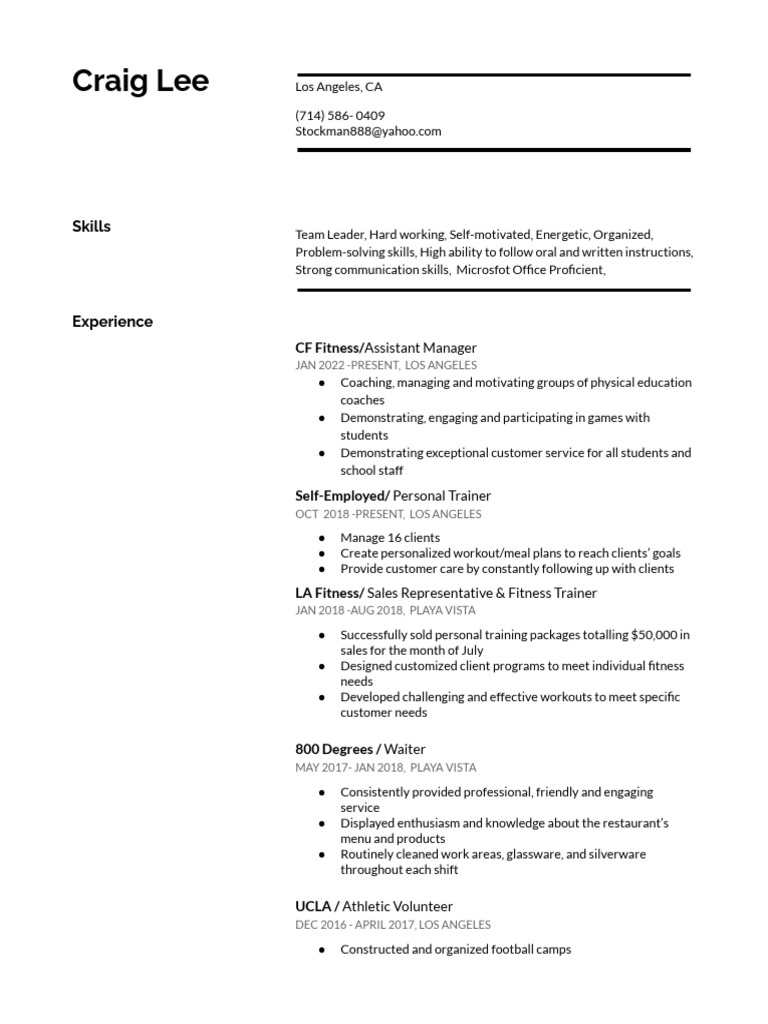 Craig Lee Resume | PDF