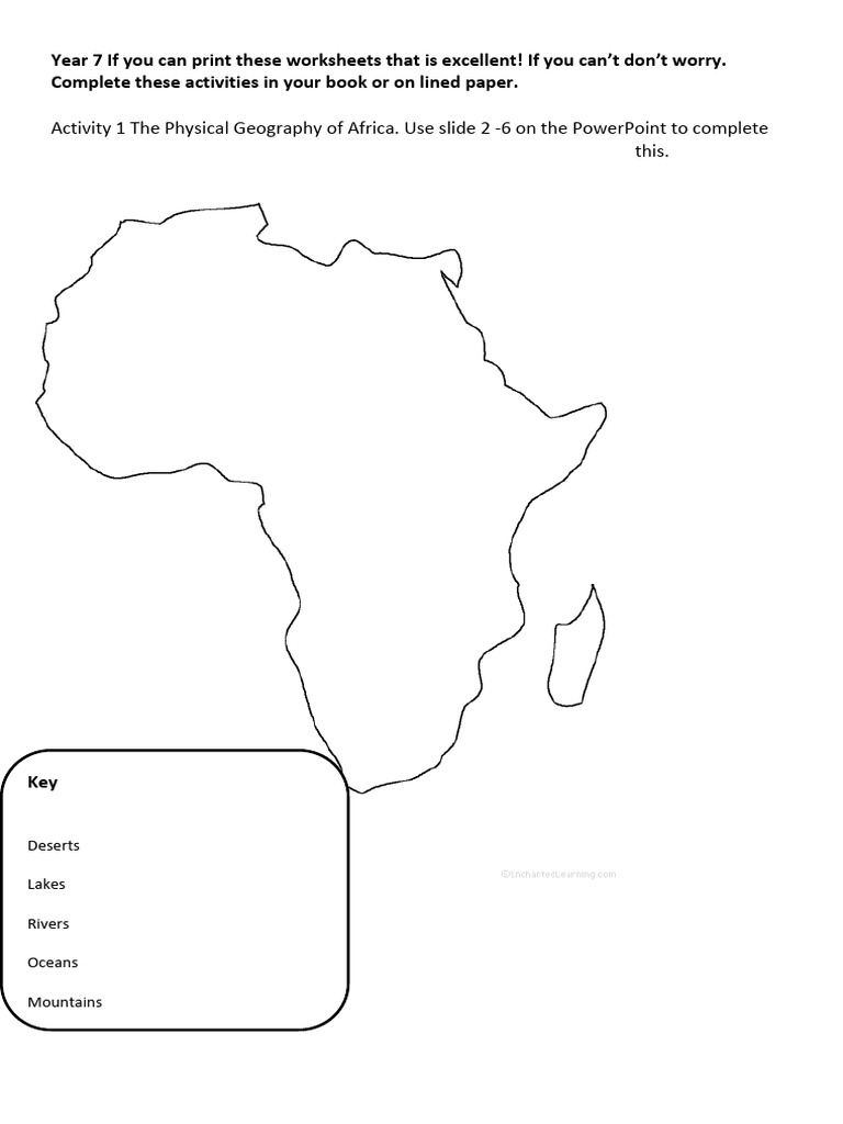 Africa's Physical Geography Worksheet | PDF