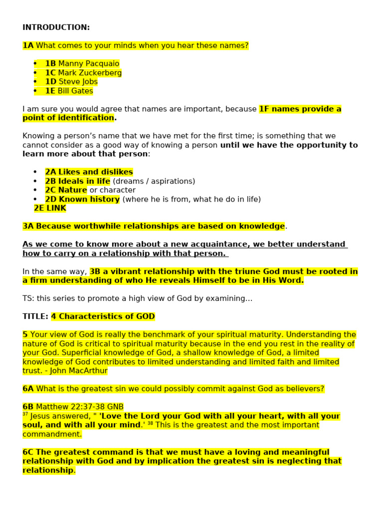 Characteristics of God Revised Part 1 | PDF | Idolatry | Jesus