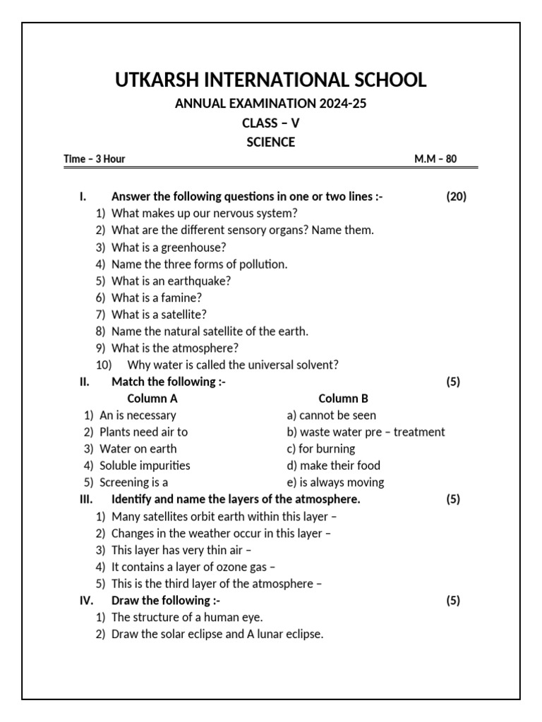 Class 5 Science | PDF | Atmosphere Of Earth | Earth