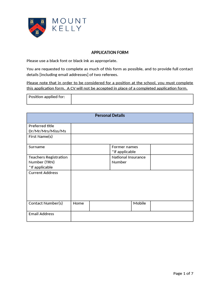 School Job Application Form | PDF | Justice | Crime & Violence
