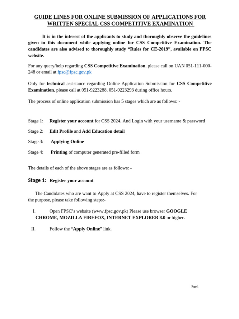 CSS Exam Online Application Guide | PDF | Login | Computing