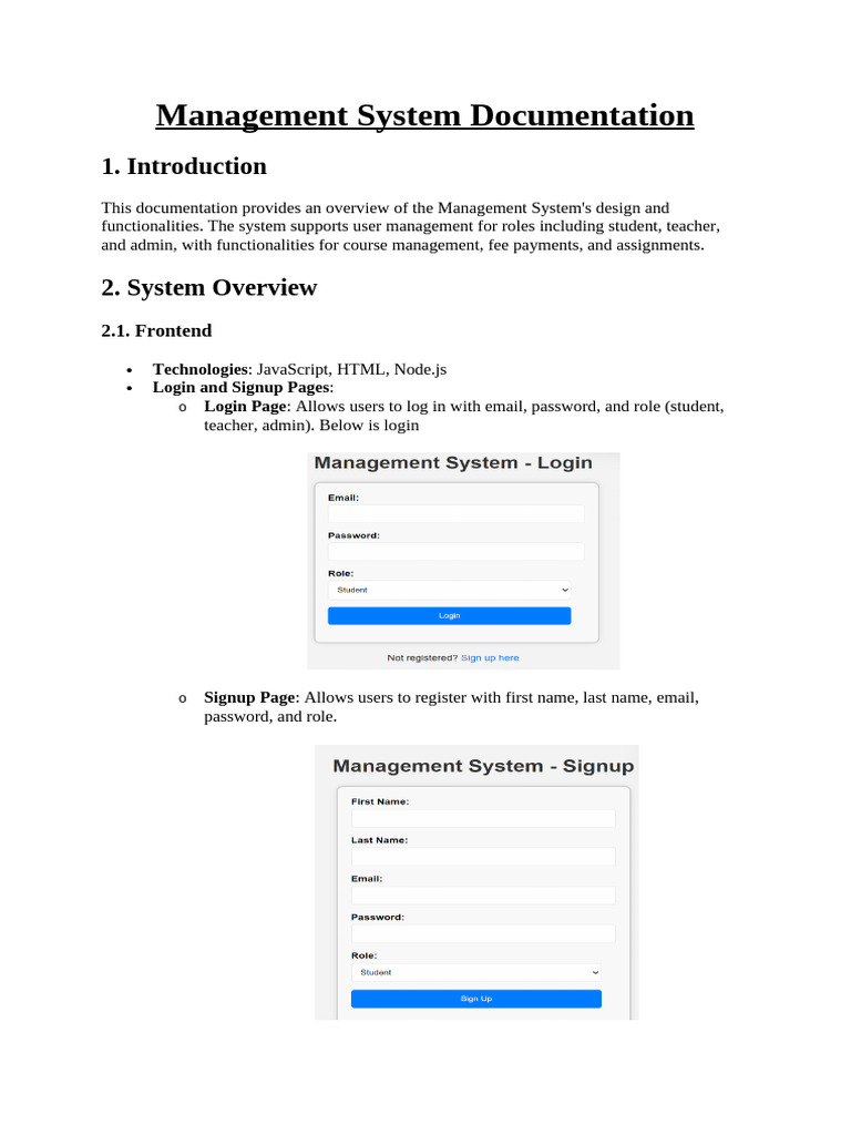 Management System Documentation | PDF | Computing | Software Design
