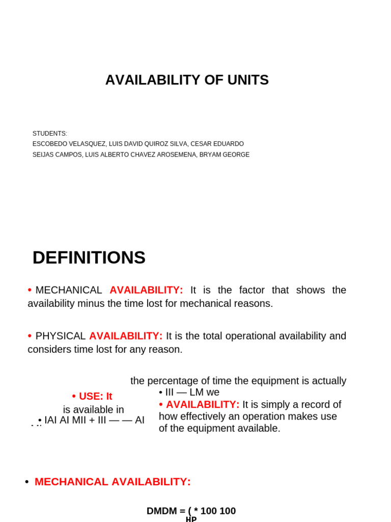 Mechanical vs Physical Availability Explained | PDF