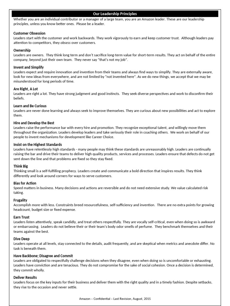 #Amazon Leadership Principles | PDF | Leadership