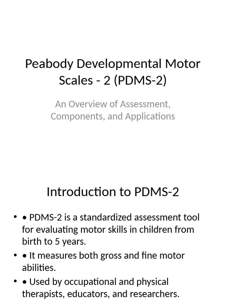 PDMS-2: Motor Skills Assessment Guide | PDF