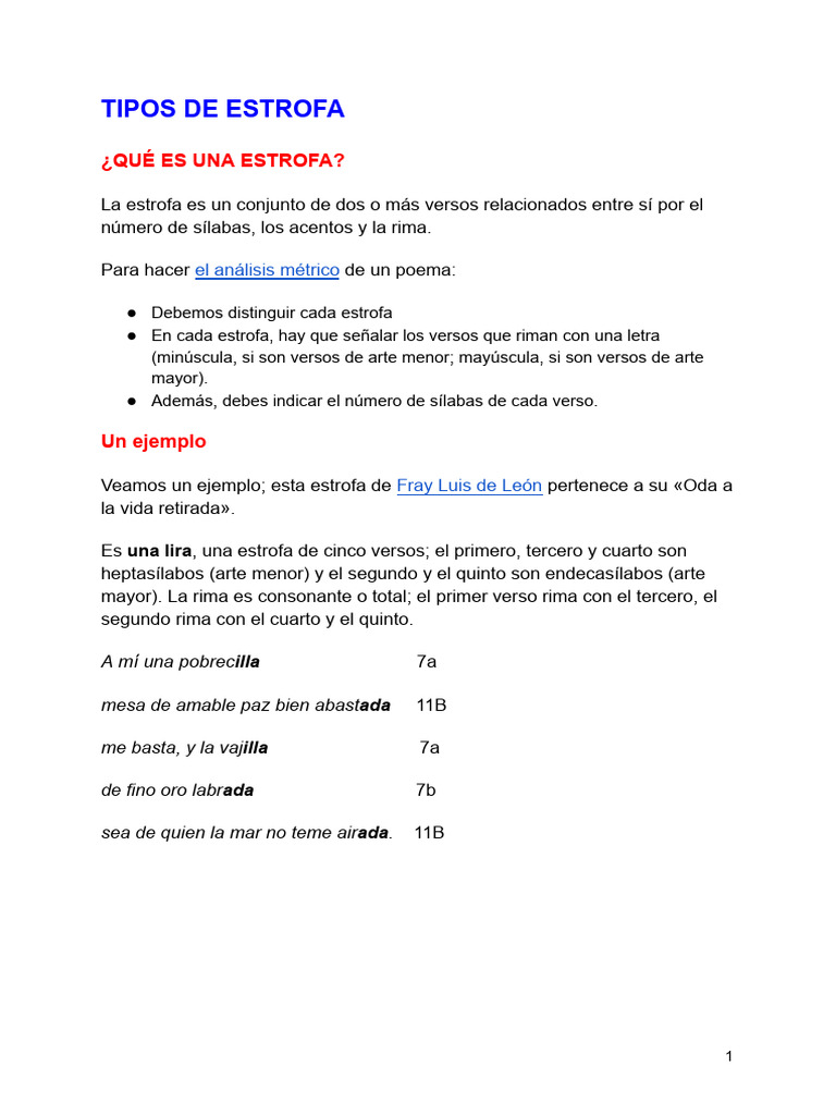 Tipos de Estrofas en Poesía | PDF | Poesía | Formas narrativas