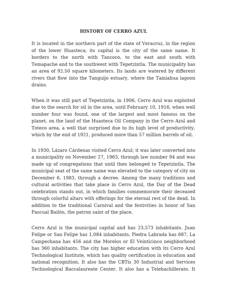 History of Cerro Azul | PDF | Mexico