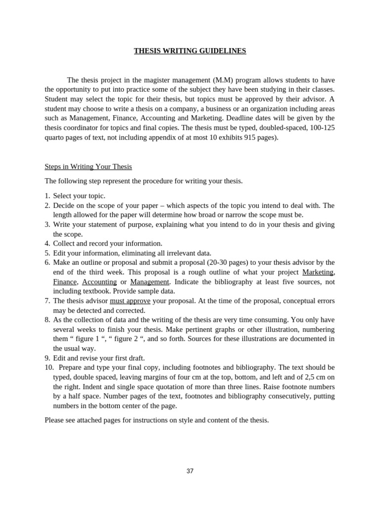 Thesis Writing Guidelines | PDF | Thesis